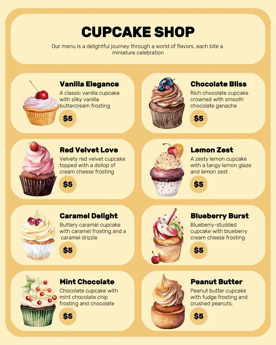Cupcake Shop Menu | CapCut Template