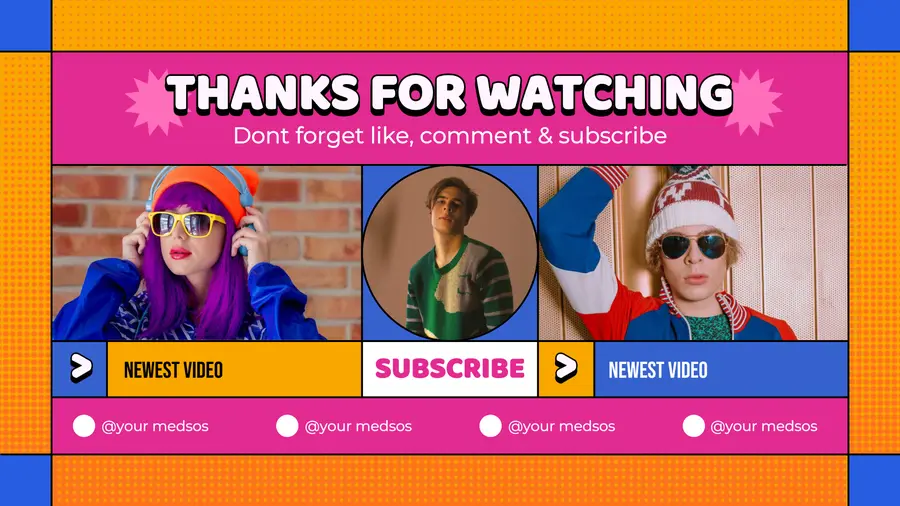 Youtube Endscreen Vibrant Pop Art 90 s | CapCut Template