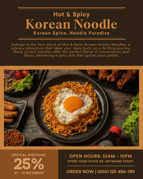 hot & spicy korean noodle instagram post | CapCut Template