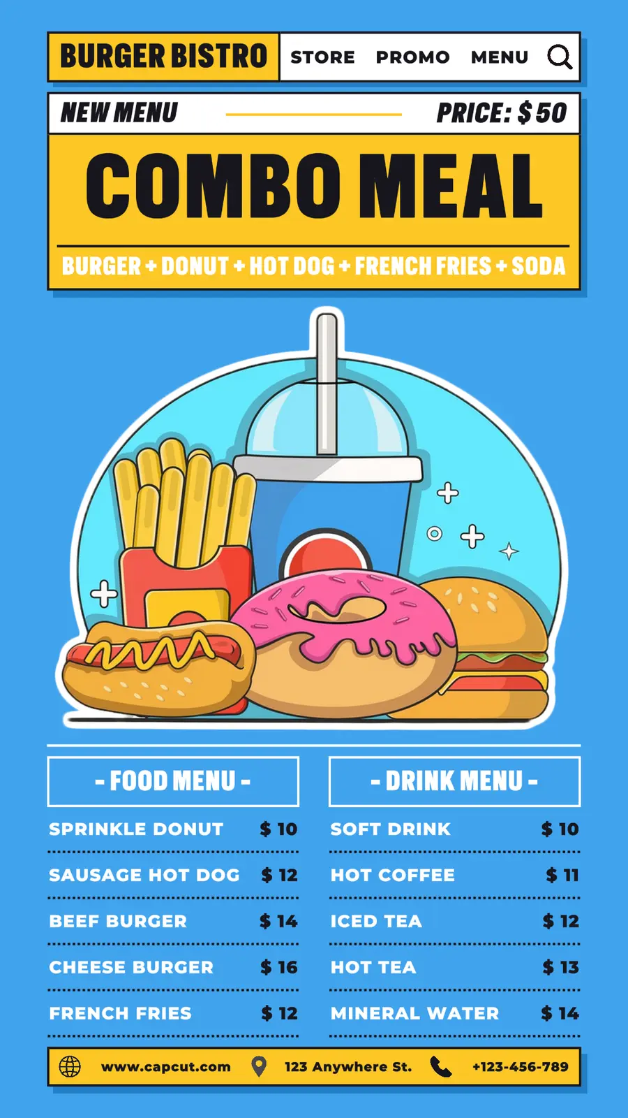 Burger Bistro Menu List Poster Promotion IG Story | CapCut Template